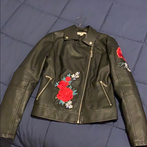 Jackets & Coats | Red Roses Leather Jacket | Poshmark